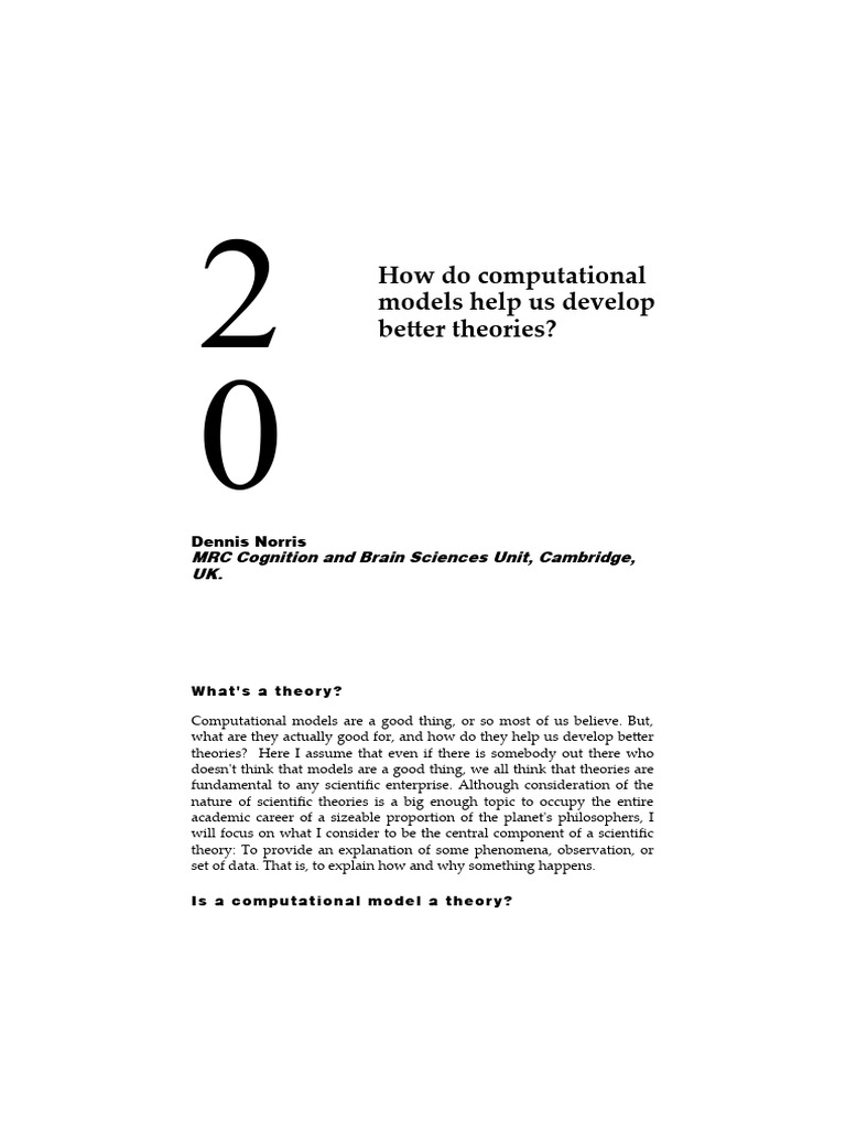 Role of Computational Models in Theory | PDF | Theory | Cognitive Science