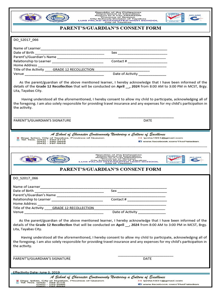Parents Permit | PDF | Human Life Stages | Human Reproduction