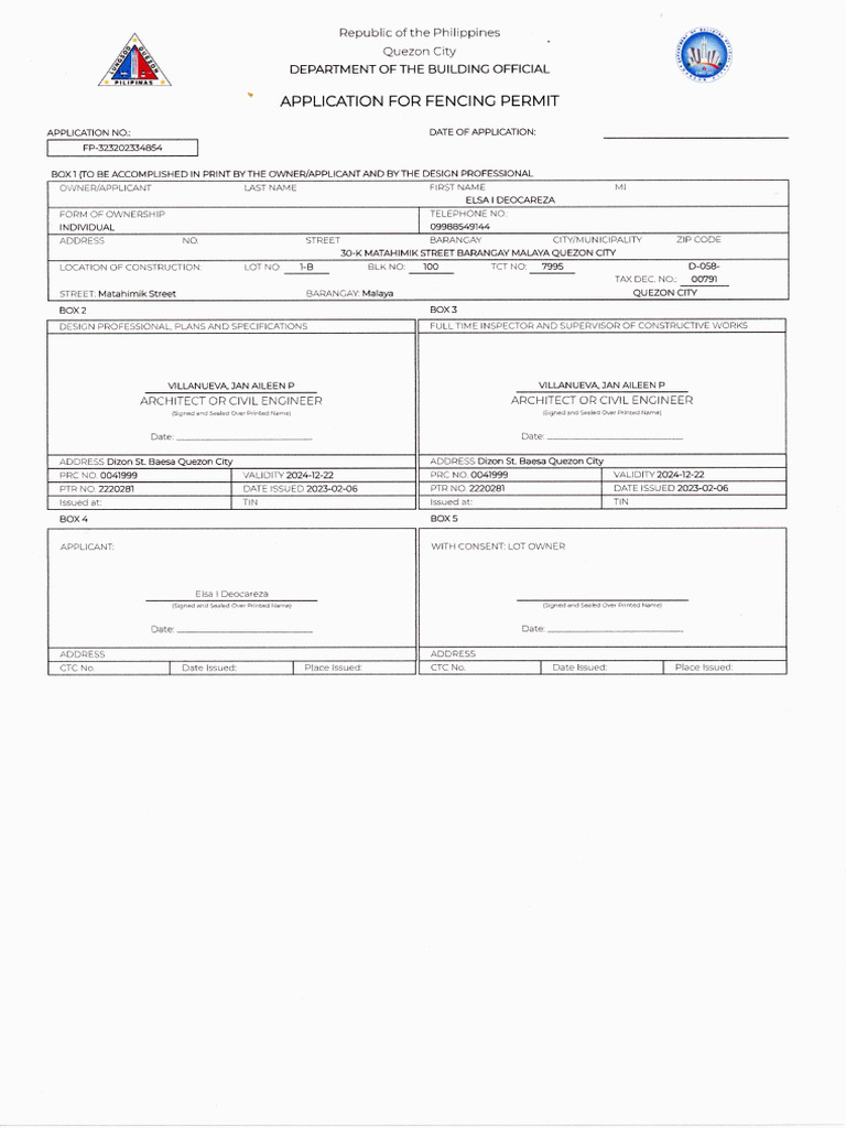 Fencing Permit Form (Proposed) | PDF