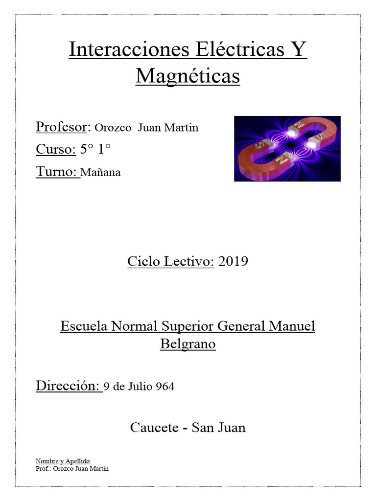 Planificacion de Interacciones Electricas y Magneticas. | PDF | Ligero ...