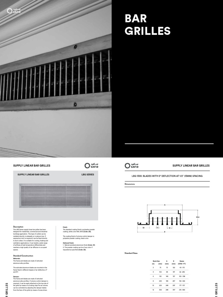 Bar Grilles | PDF | Duct (Flow) | Mechanical Engineering