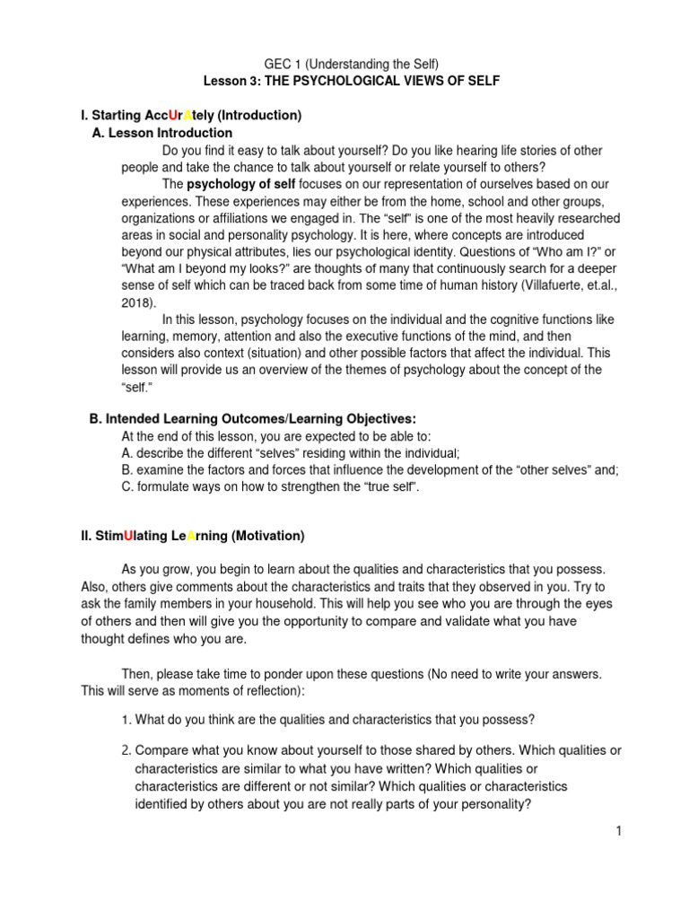 Psychological Views of Self | PDF | Self Concept | Self Efficacy