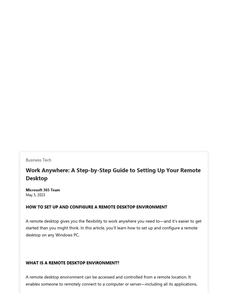 How To Set Up and Configure A Remote Desktop Environment | PDF | Remote ...
