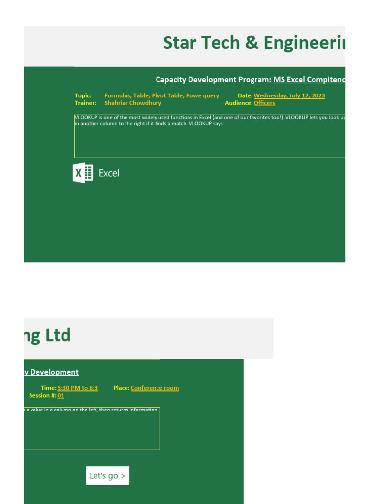 STEL Excel Training 1 | PDF | Microsoft Excel | Function (Mathematics)