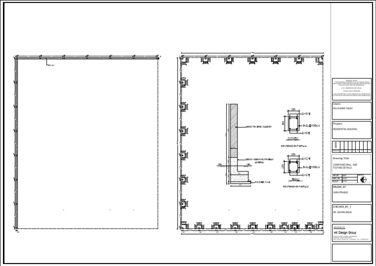 Rear & Side Compound Wall and Footing Details | PDF | Architectural ...