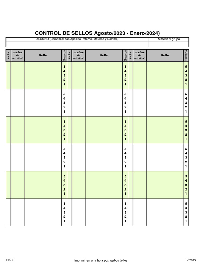 Hoja de Control 2023 | PDF