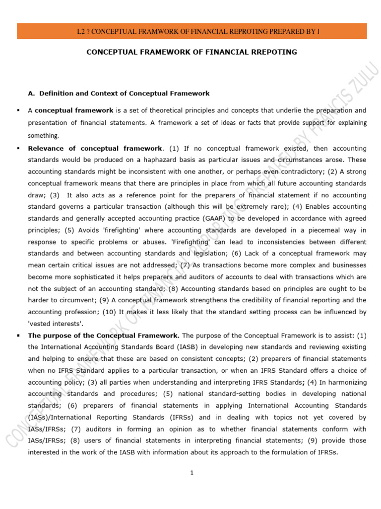L2 - Conceptual Framework of Financial Reporting | PDF | Equity (Finance) | Going Concern