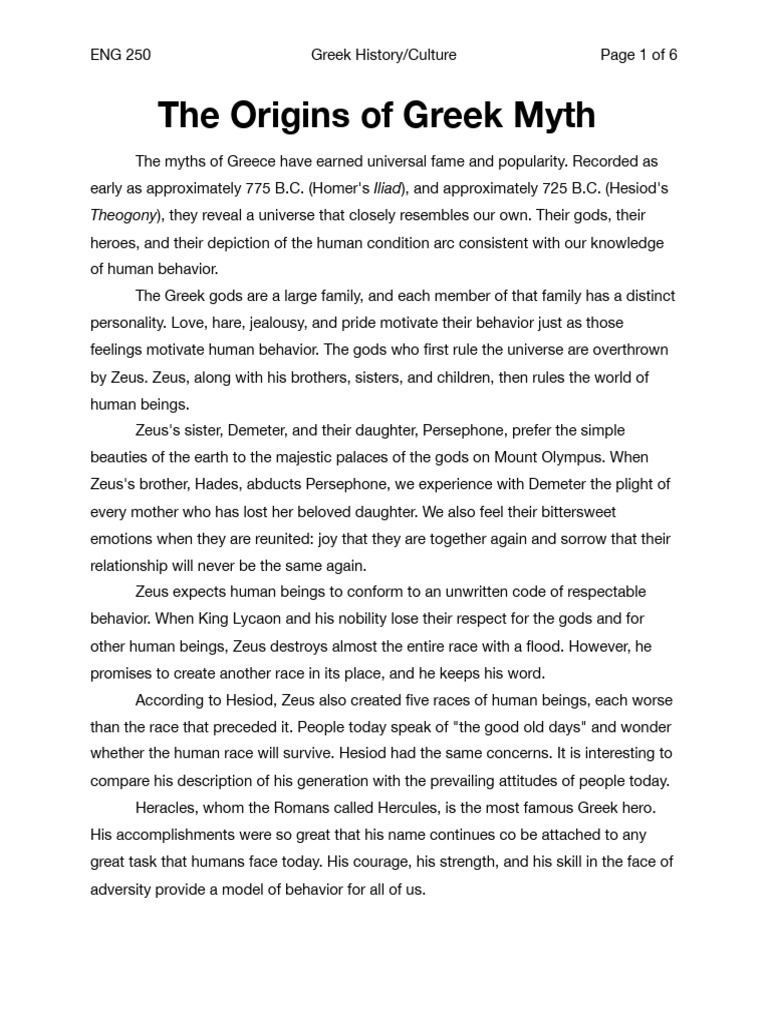 Greek Myths: Origins and Key Figures | PDF | Zeus | Jason
