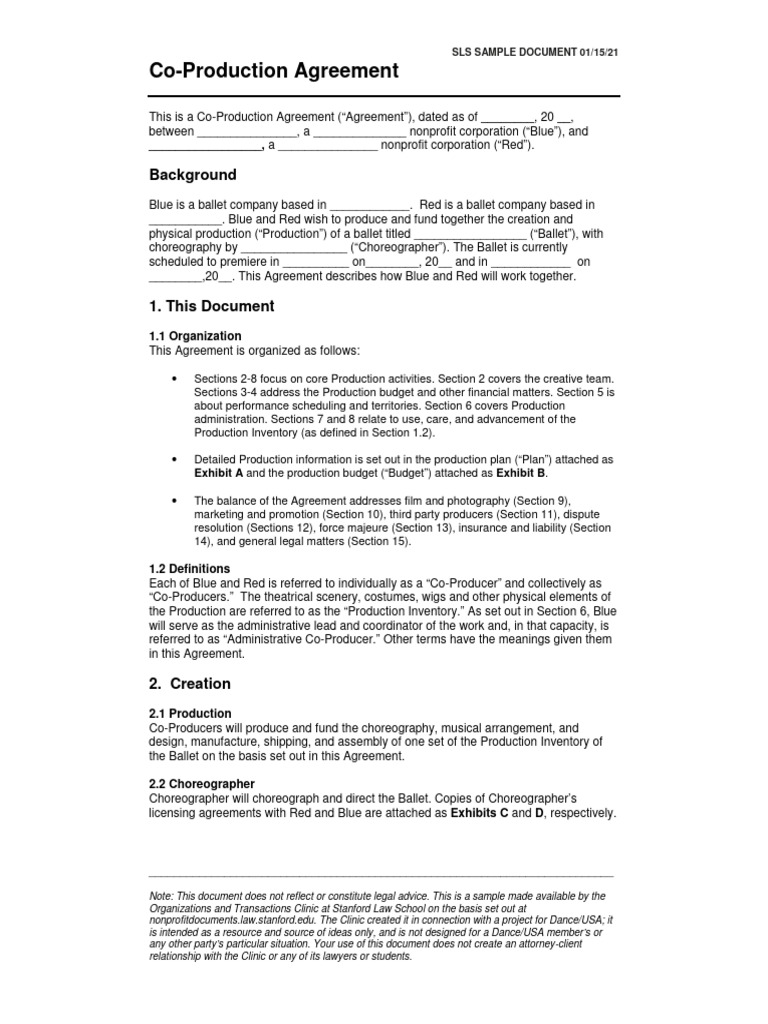 Ballet Co-Production Guide | PDF | Indemnity | Arbitration