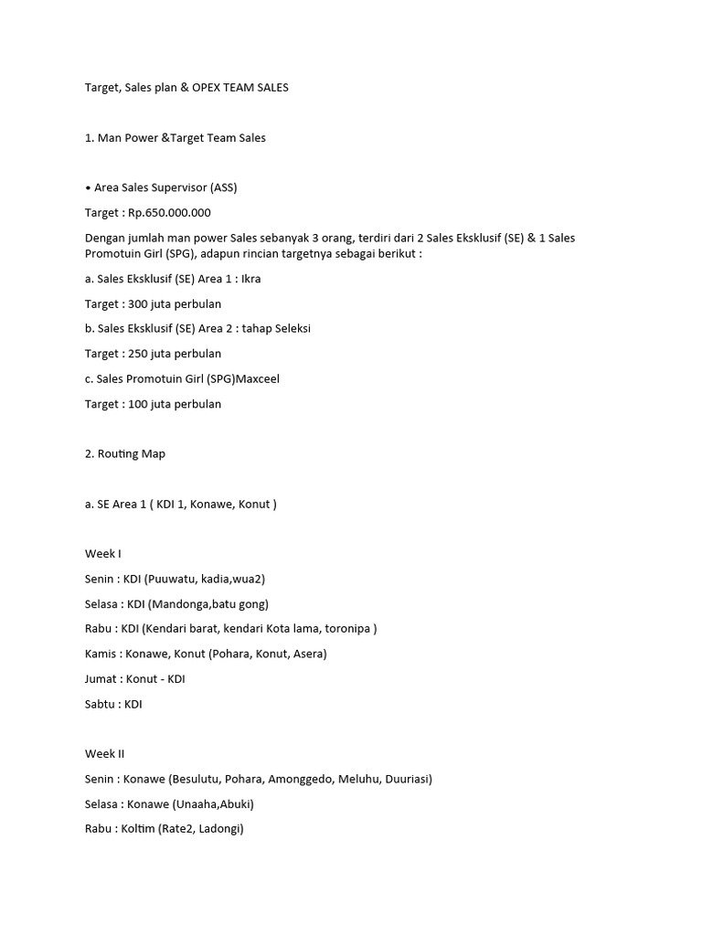 Target, Routing Map & Opex | PDF