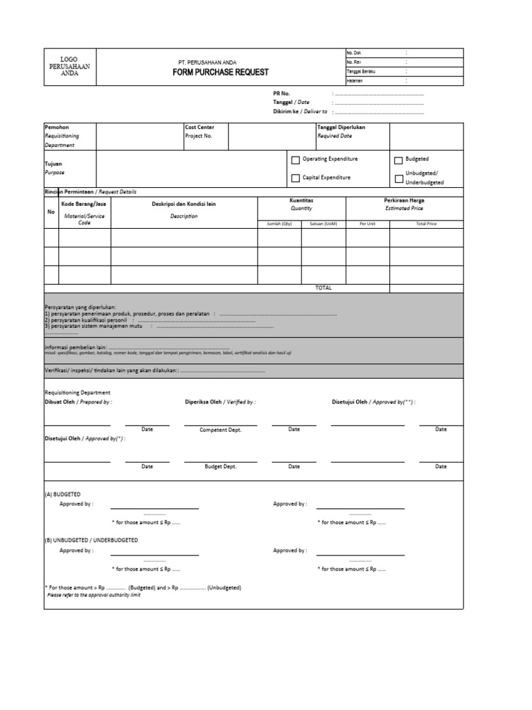 Form 12 Purchase Request | PDF