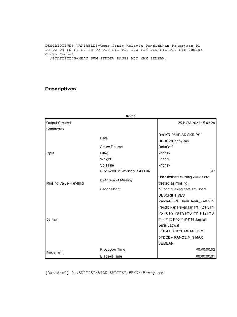 Descriptives Variables | PDF Descriptives Variables | PDF