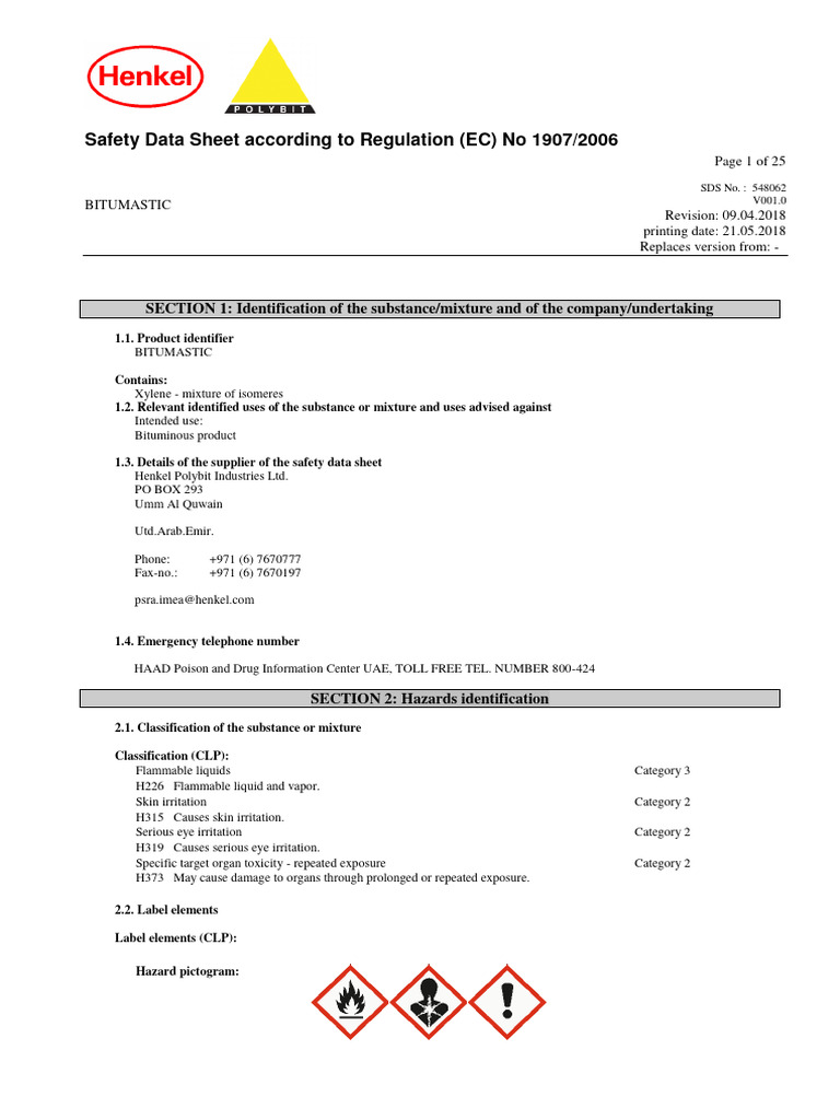 BITUMASTIC | PDF | Safety | Chemistry