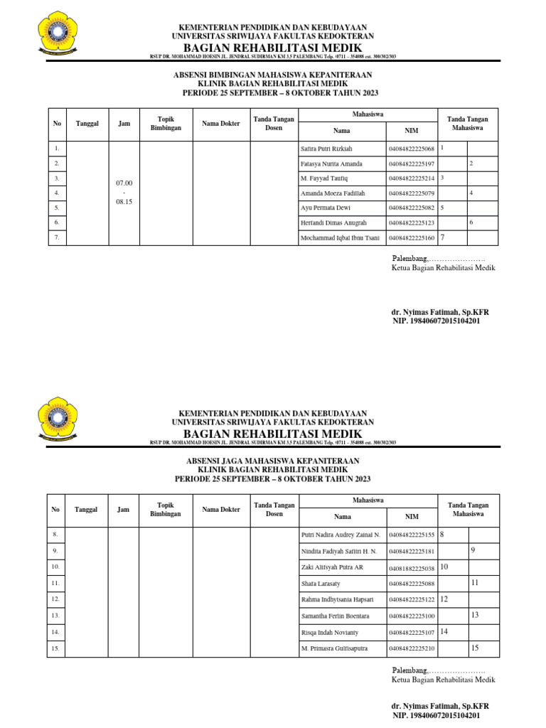 Absen Bimbingan | PDF