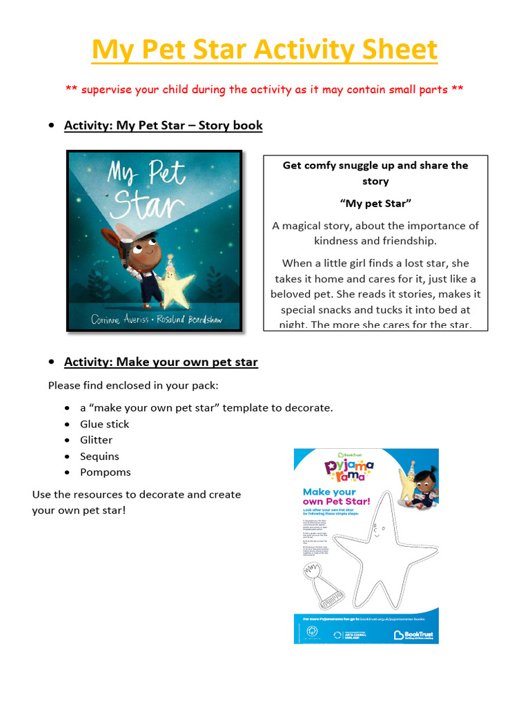 Star Activity Sheet | PDF | Preschool | Literacy
