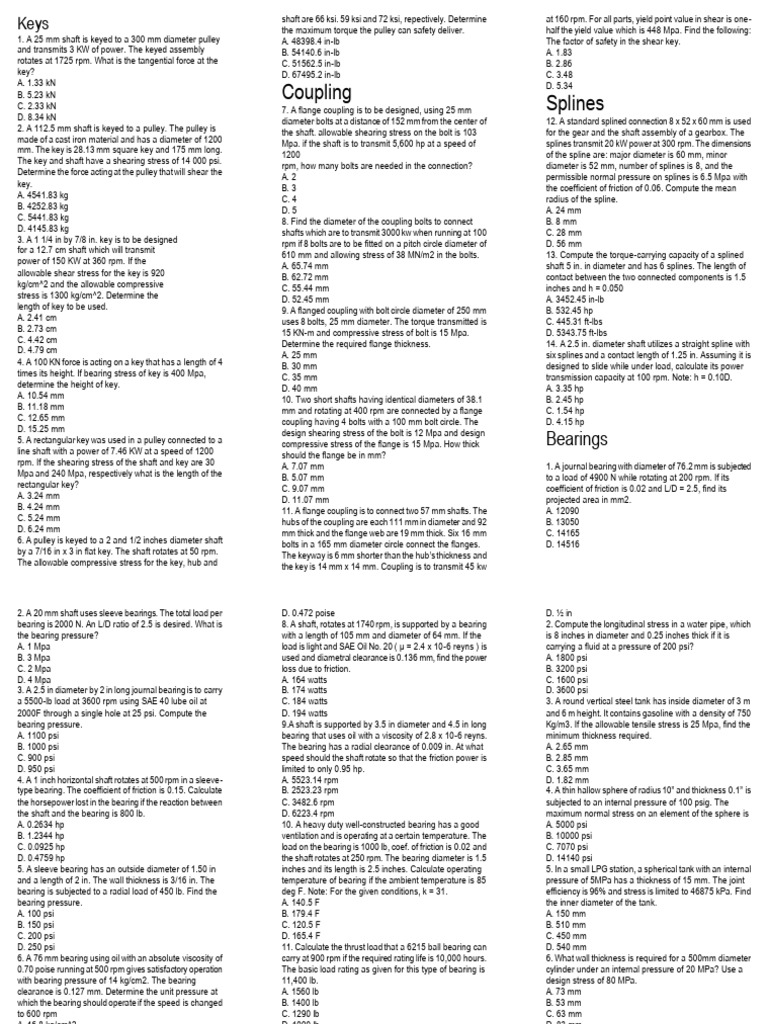 Keys | PDF | Stress (Mechanics) | Screw