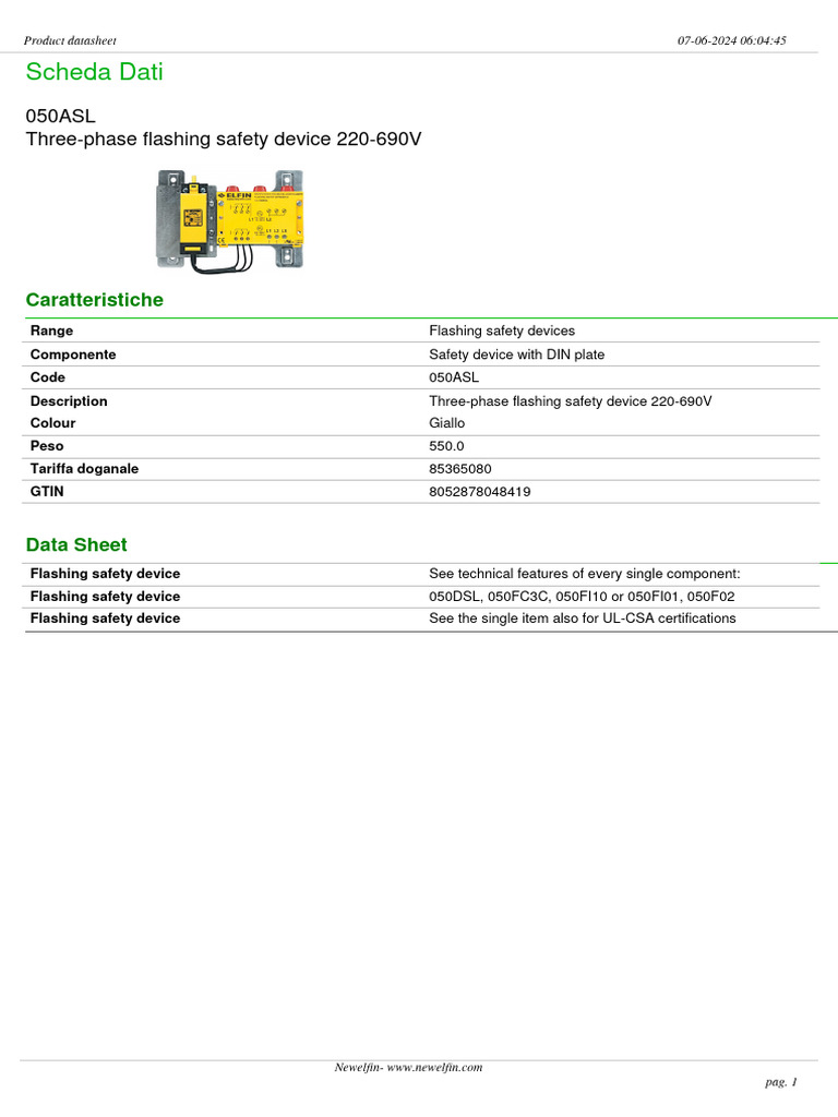 Industrial Safety Device Specs | PDF | Technology & Engineering