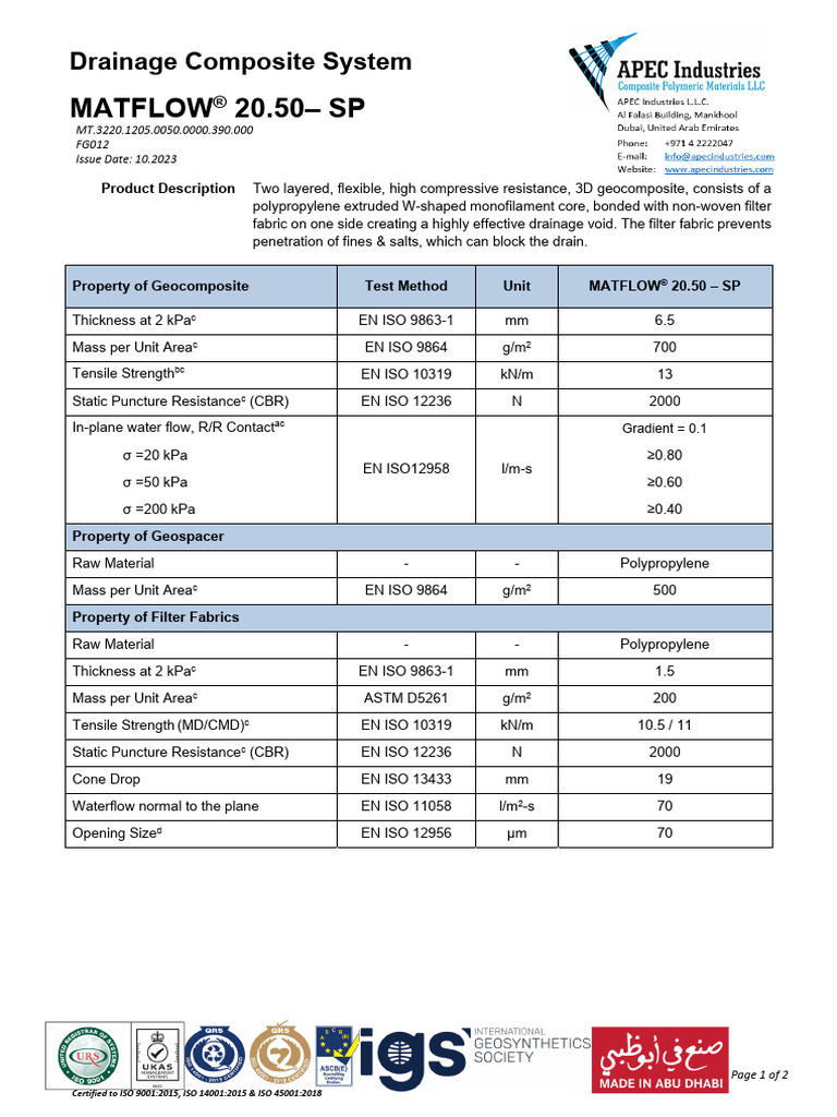 TDS of MATFLOW 20.50 - SP | PDF | Secondary Sector Of The Economy ...