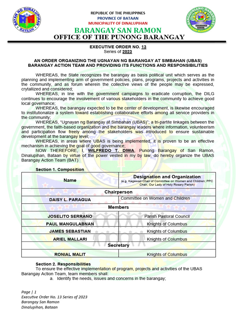 Organizing Ugnayan ng Barangay at Simbahan | PDF | Governance | Government