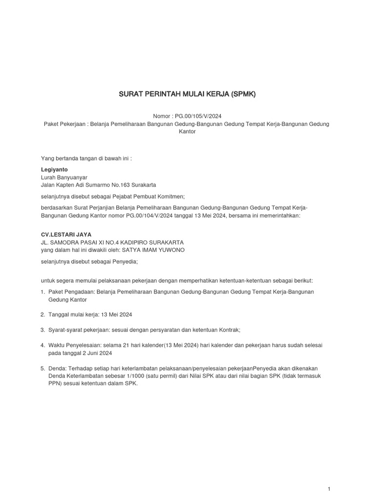 SPMK 1 | PDF | Pengelolaan Keuangan & Uang