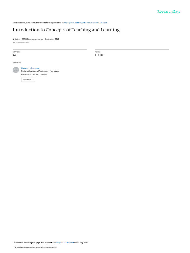 Concepts of Teaching Learning | PDF | Learning | Teachers