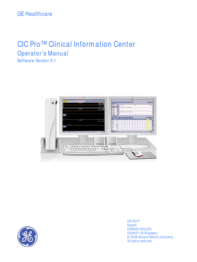 CIC Pro™ Clinical Information Center Manual | PDF | Electrical Connector