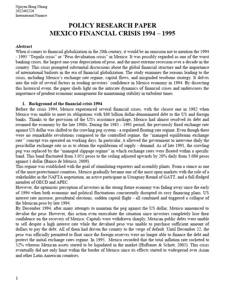 Mexico's 1994 Financial Crisis Analysis | PDF | Exchange Rate | Mexican ...