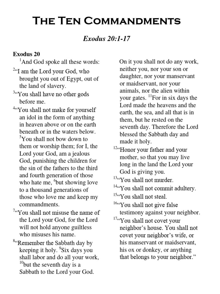 Lesson 42 The Ten Commandments | PDF | Ten Commandments | Book Of Exodus