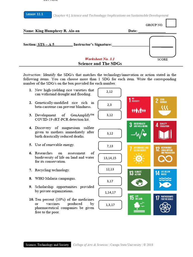 Activity Sheets For SDGs | PDF | Governance
