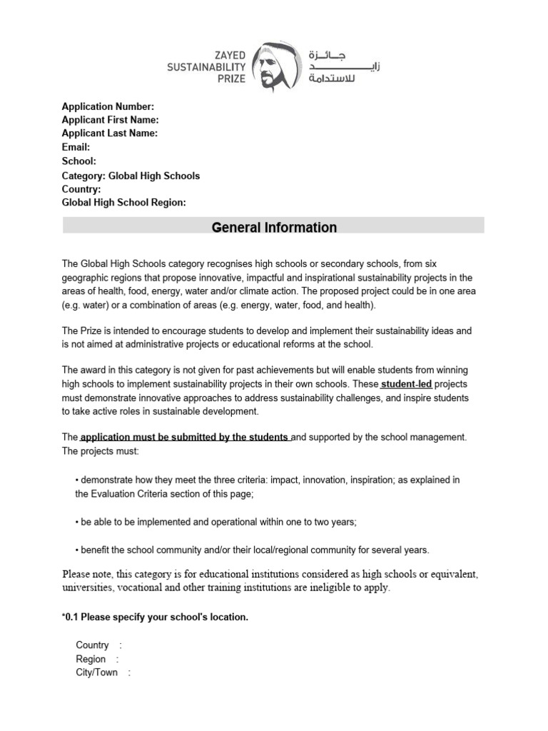 Global High Schools Questionnaire 2024 | PDF | Sustainability | Innovation