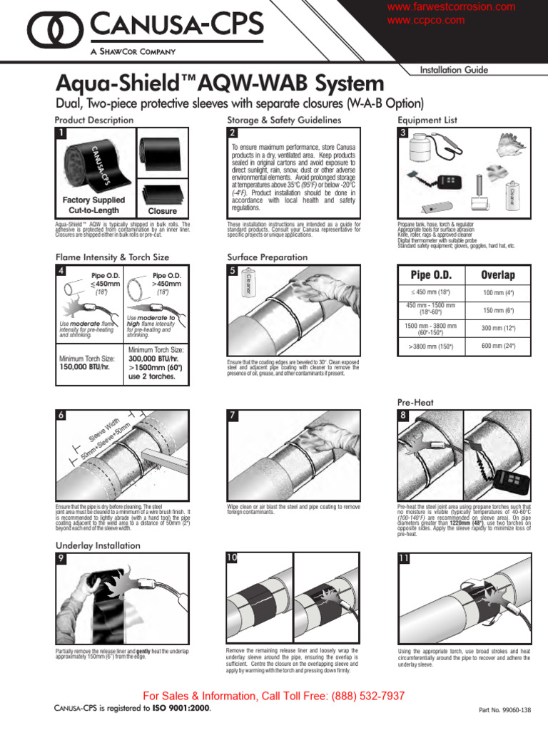 Canusa AQW-WAB-Installation-Guide | Download Free PDF | Pipe (Fluid Conveyance) | Materials
