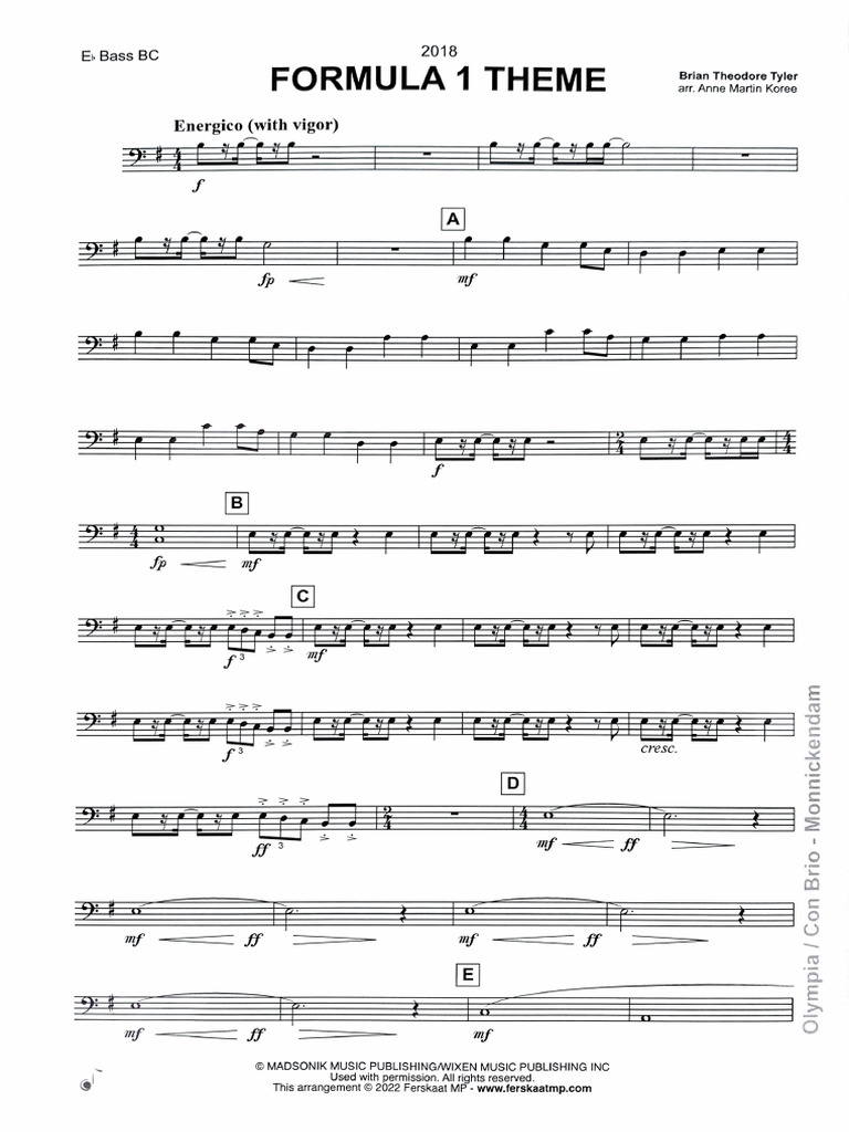 Formula 1 Theme - Bas Eb | PDF