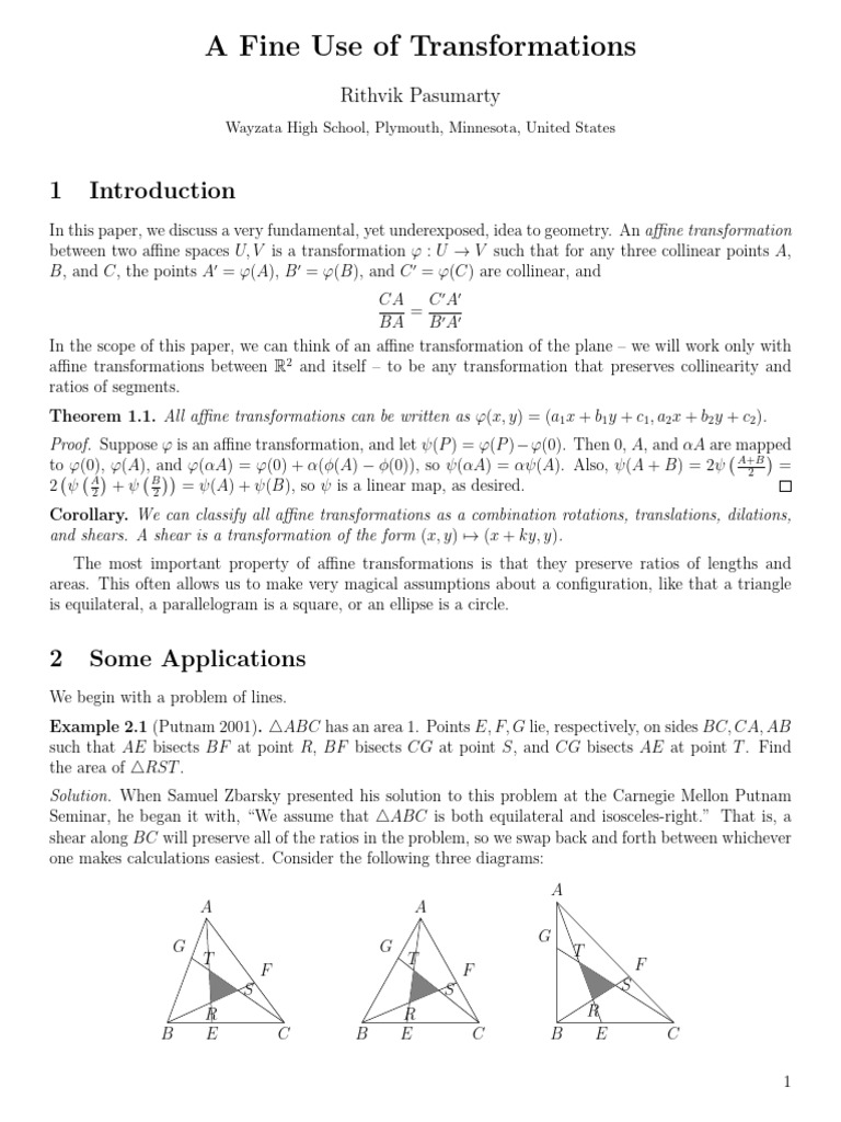 Affine Transformations | PDF | Area | Triangle