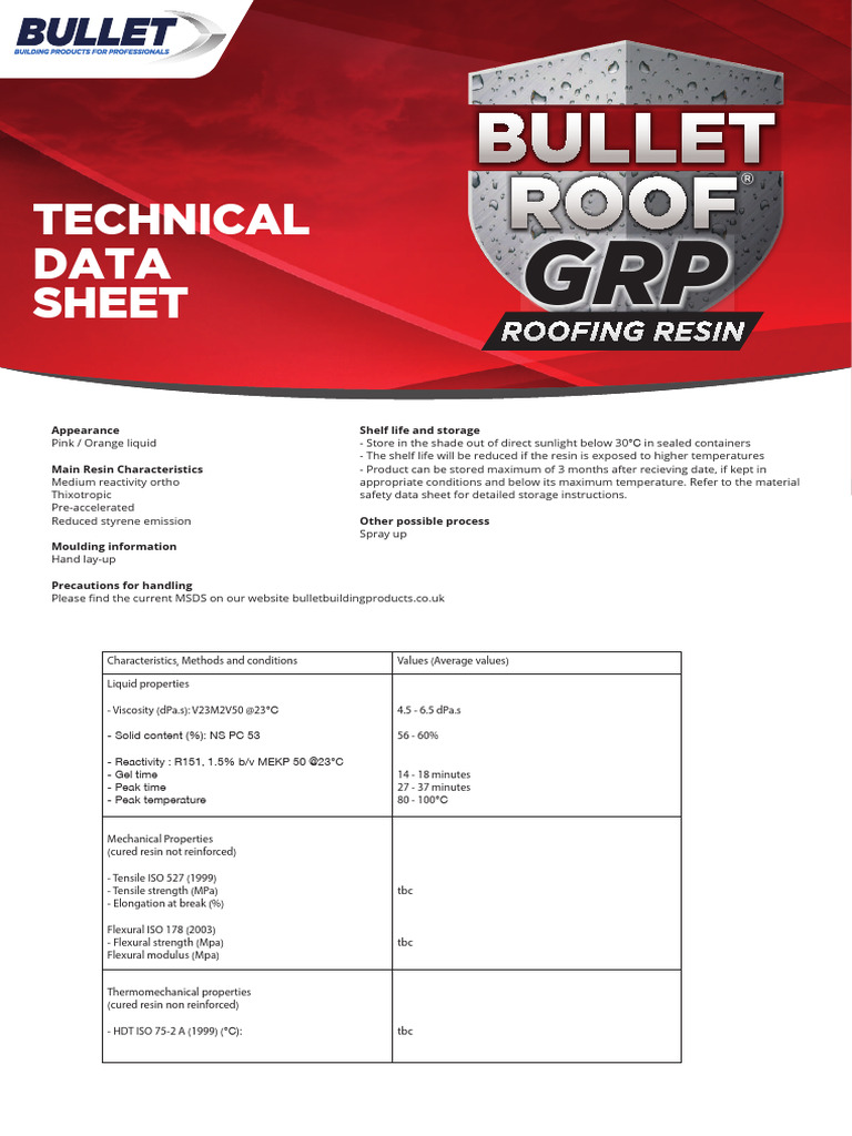 Bullet GRP Resin Data Sheet | PDF | Science & Mathematics