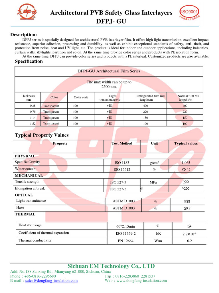 TDS - PVB Film Archtecture | PDF | Building Materials | Applied And ...