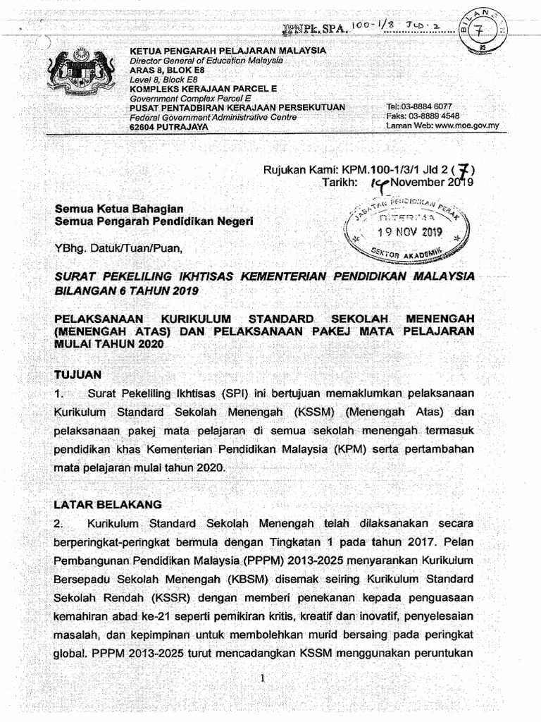 Surat Pekeliling Ikhtisas KPM Bilangan 6 Tahun 2019 | PDF Surat Pekeliling Ikhtisas KPM Bilangan 6 Tahun 2019 | PDF