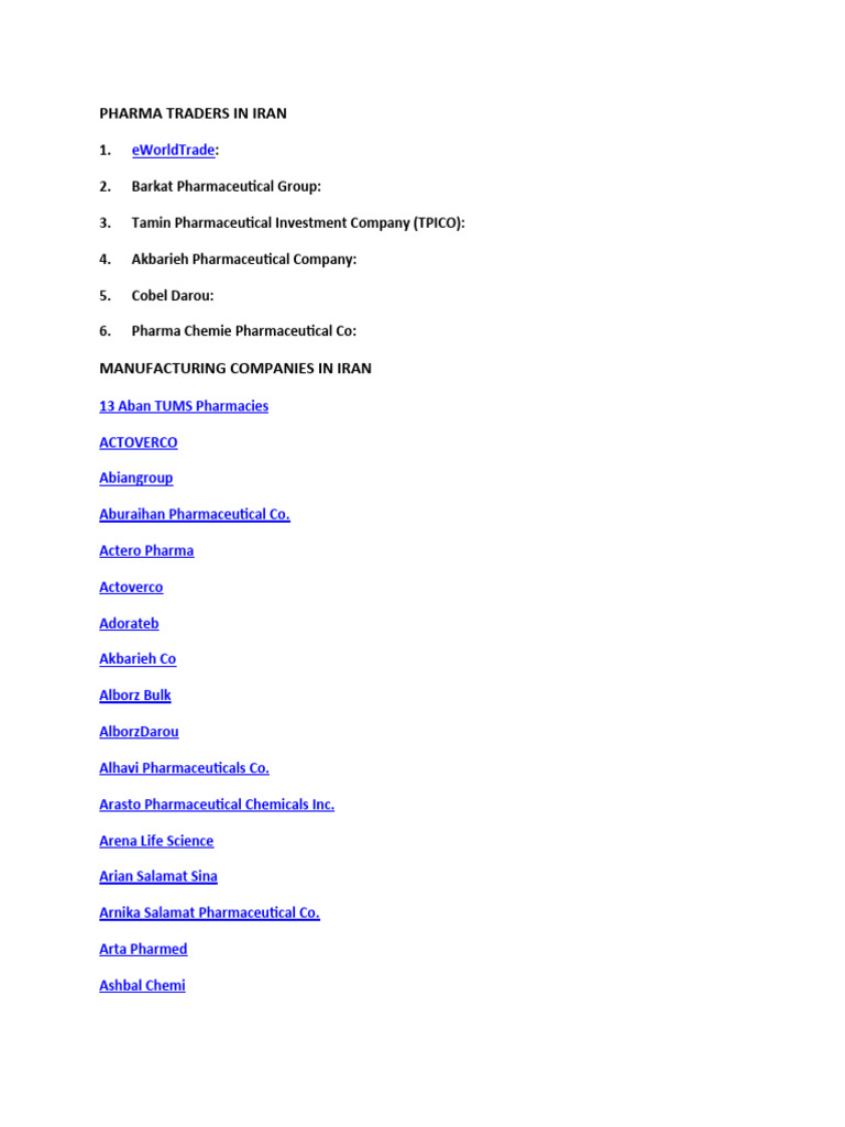 Pharma Traders in Iran | Download Free PDF | Health Research ...