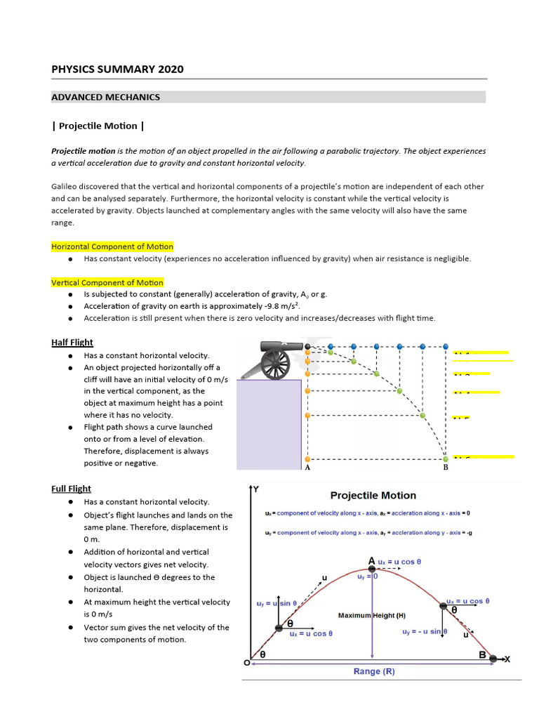 HSC Physics Summary: Advanced Mechanics | PDF | Electromagnetic ...