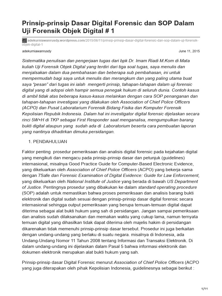 Prinsip-Prinsip Dasar Digital Forensic Dan SOP Dalam Uji Forensik Objek ...