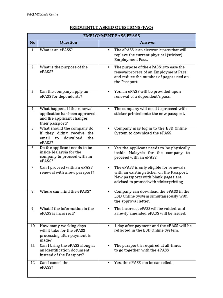Frequently Asked Questions Epass (Faq) | PDF | Identity Document | Faq