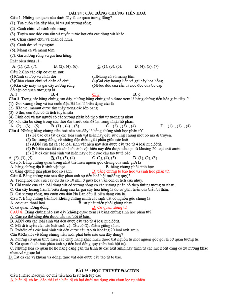 Tài liệu HKII Sinh 12 NH 2023 2024 | PDF