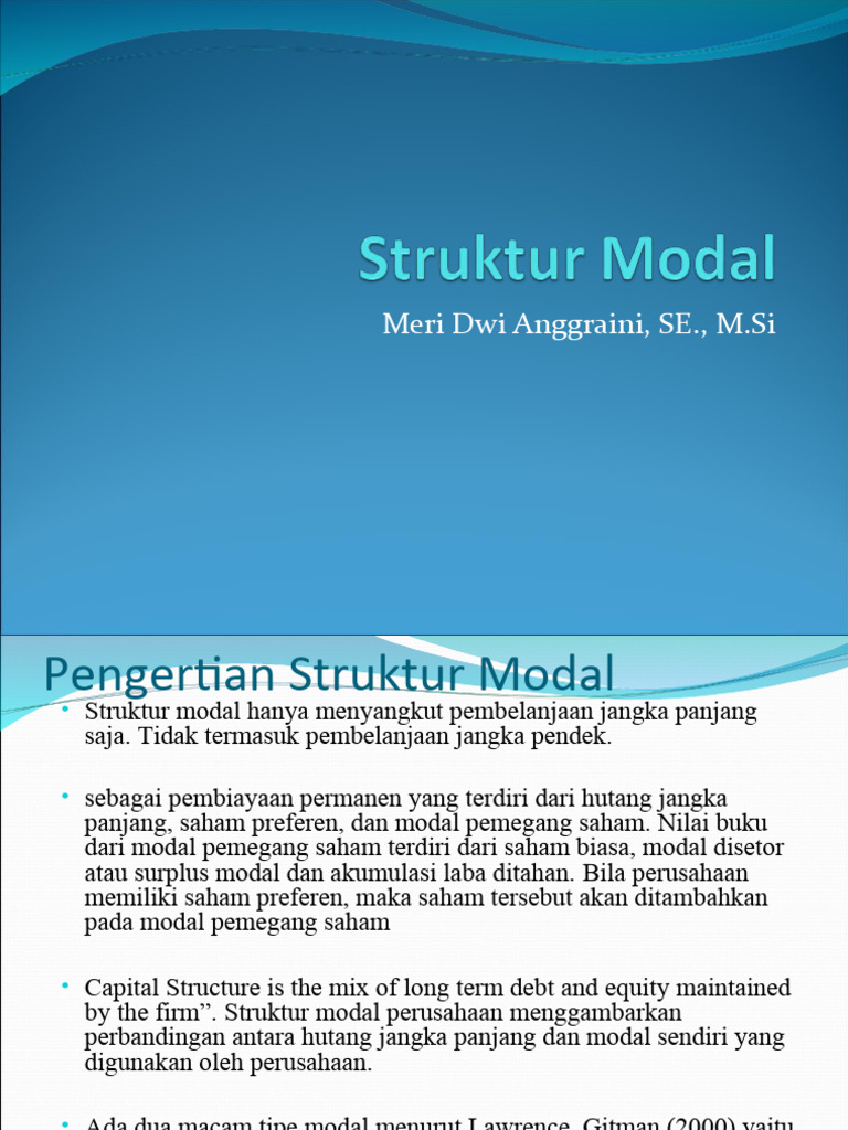 Komponen dan Metode Struktur Modal | PDF | Bisnis | Pengelolaan ...