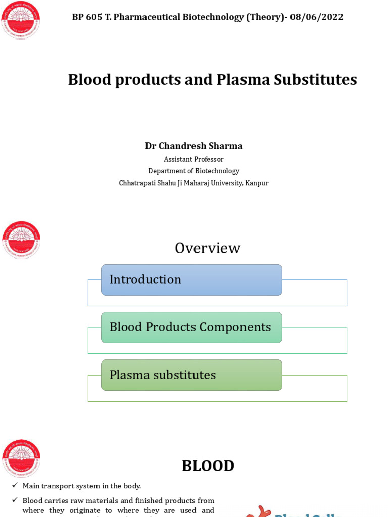 Blood Products and Plasma Substitutes | PDF | Blood Plasma | Platelet