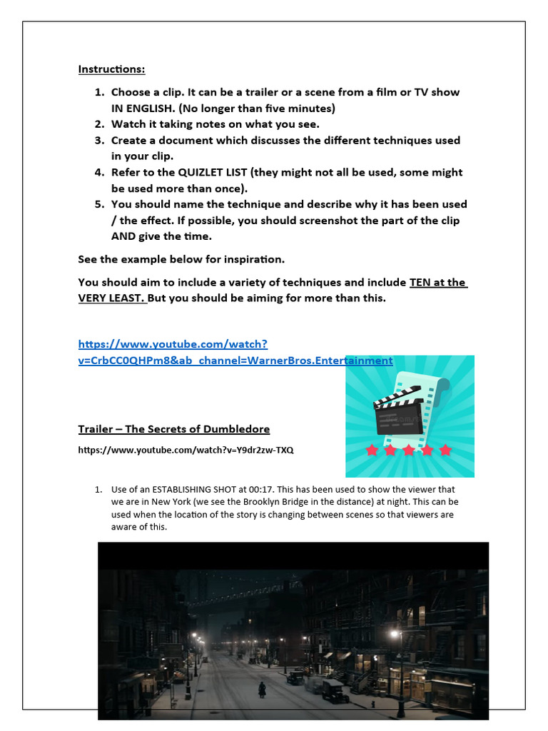 Film Clip Analysis Techniques Guide | PDF