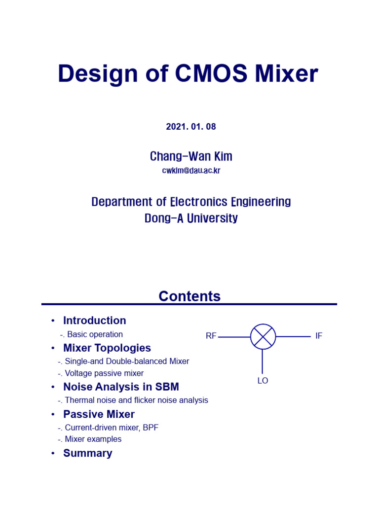 CMOS MIXER 강의자료 | PDF | Cmos | Electronic Circuits