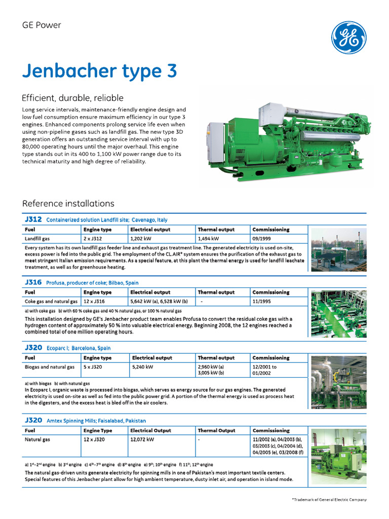 Jenbacher Series 3 Engine Overview | PDF | Engines | Biogas
