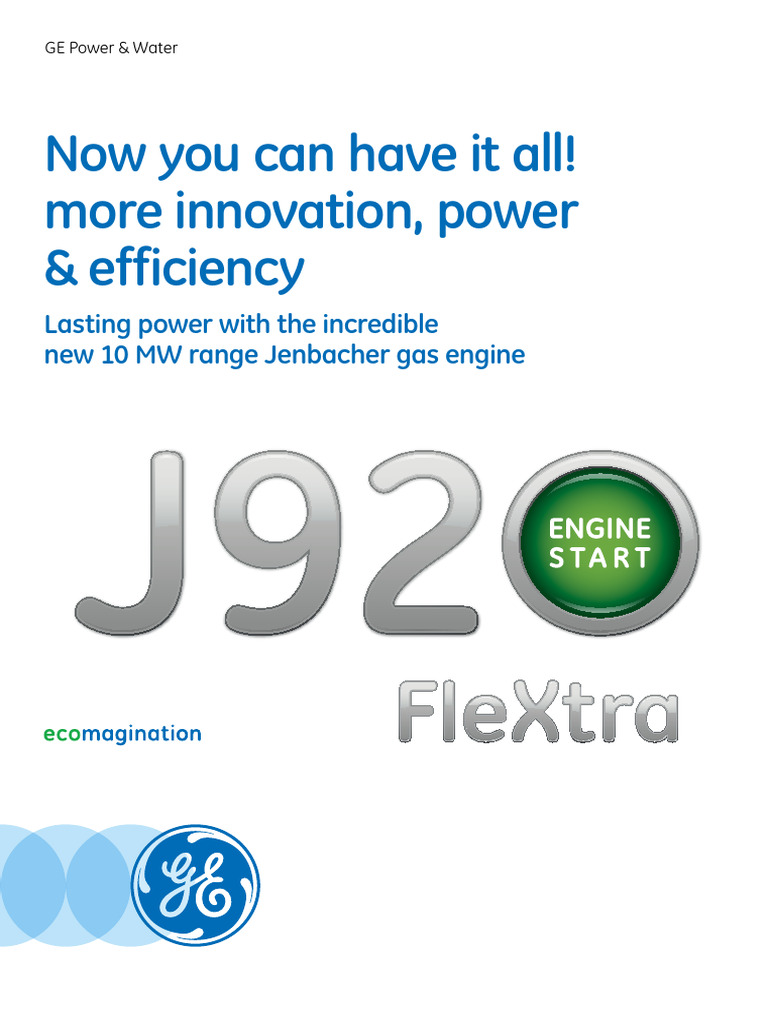 J920 FleXtra Gas Engine Overview | PDF | Engines | Cogeneration