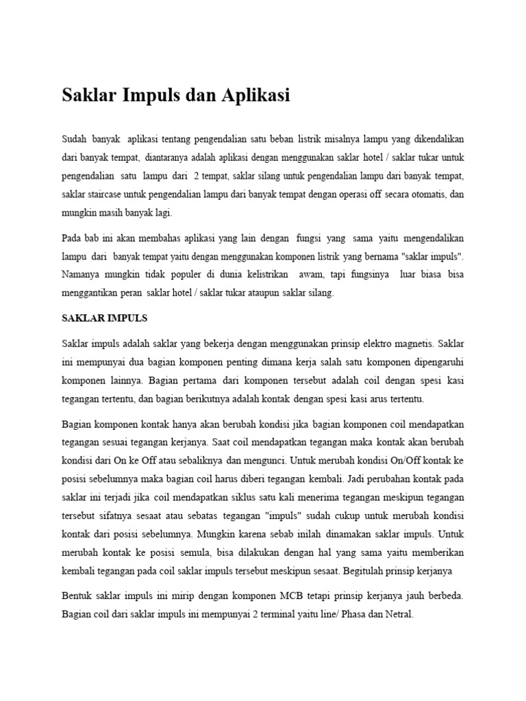 Fungsi dan Cara Kerja Saklar Impuls | PDF
