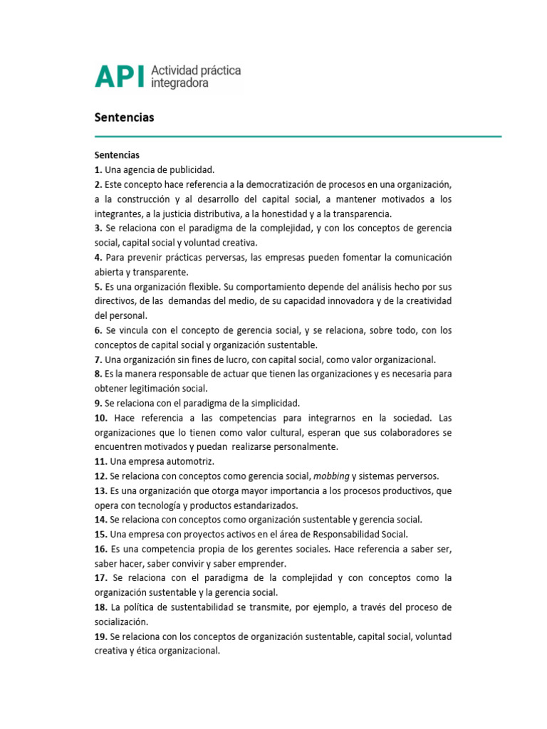 API2 - Sentencias | PDF