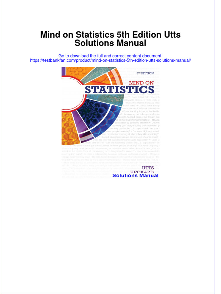 Instant Download PDF Mind On Statistics 5th Edition Utts Solutions ...